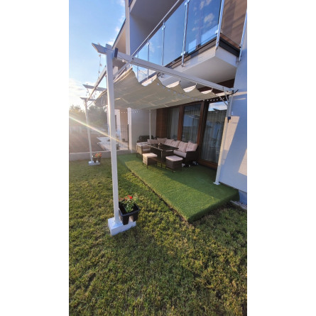 Záhradná pergola 3x4 m kovová na terasu, altánok so strechou, biela ...