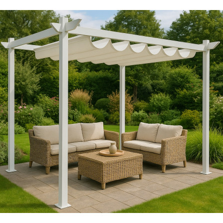Záhradná pergola 3x4 m kovová na terasu, altánok so strechou, biela ...